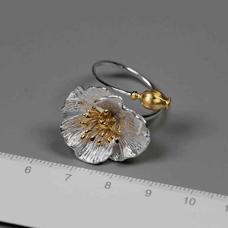 Handmade Sterling Silver Blooming Poppies Flower Ring – Vintage Creators